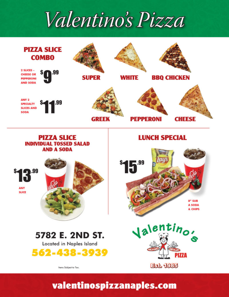 Menus - valentinospizzanaples.com